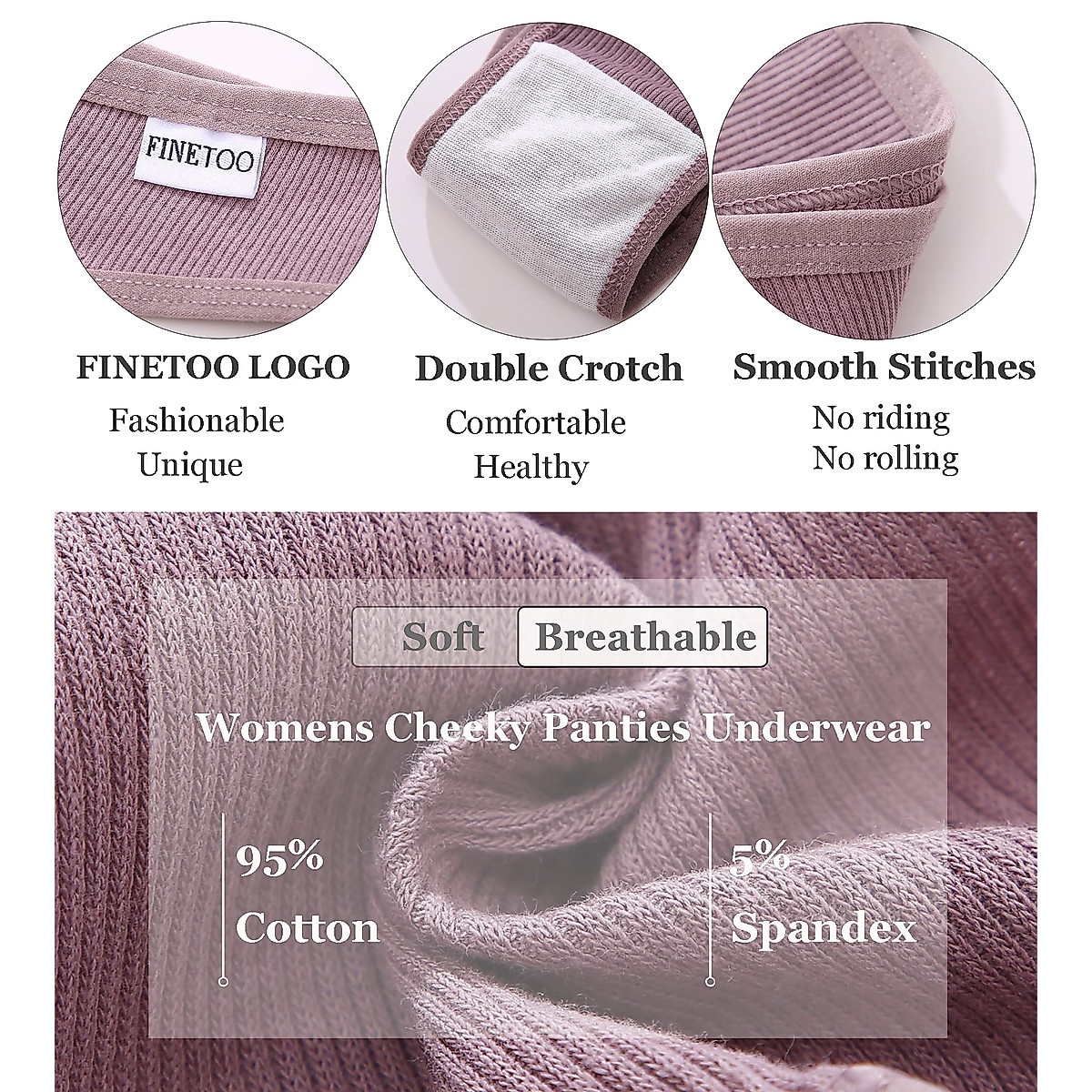 FINETOO 10 Pack Womens Cotton Underwear Sexy Stretch Bikini Panties Low Rise Hipster Ladies Soft V-Waist Cheeky(L)