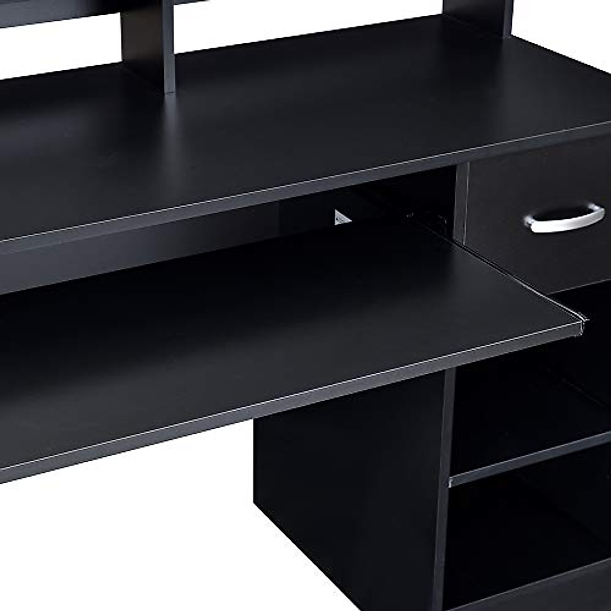 ROCKPOINT Axess Black Computer Keyboard Tray and Drawer Small Home Office Bedroom, Homework and School Studying Writing Desk for Student with Storage