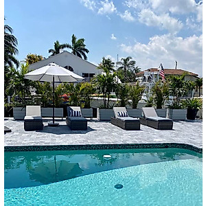 Patiorama Outdoor Patio Chaise Lounge Chair, Elegant Reclining Adjustable Pool Rattan Chaise Lounge Chair with Cushion, Grey PE Wicker, Steel Frame,Light Grey, Set of 2