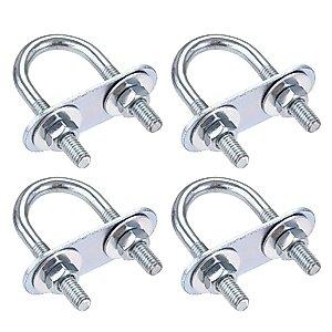 uxcell Round U-Bolts 4 Sets 0.79"(20mm) Inner Width 50mm Length Steel M6 with Nut, Plate, Washer