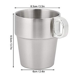 Agatige 6PCS Stackable Stainless Steel Coffee Cups, 300ml Stainless Steel Cup Stackable Coffee Mug with Rack, Insulated Coffe Cup Tea Cups Double Wall Expresso Coffee Cup Water Cup for Home,6x9.5cm