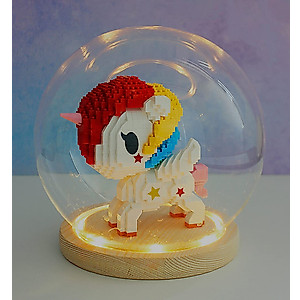 Uvini Micro Blocks Adult Building Toy Set, Valentine's Day Gift, Christmas Fun DIY Unicorn for Adults or Kids, Best Gift Girls 870pcs ( with Dust-proof lampshade ), White, (00867)