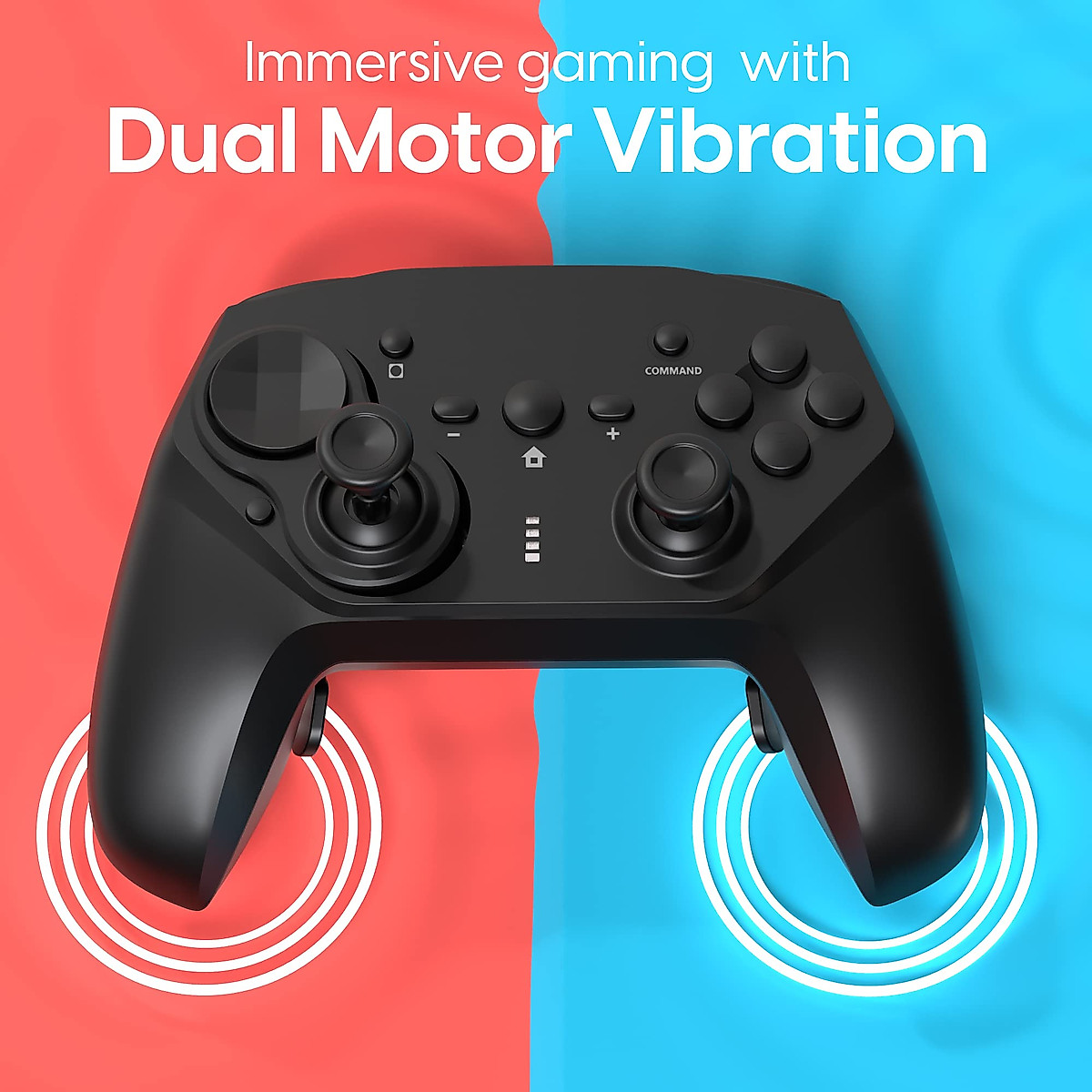 TALK WORKS Bluetooth Game Controller for Nintendo Switch with Dual Motor Vibration, Turbo Function, 6-Axis Gyro Sensor - Customizable Joystick & D-Pad - Includes Premium EVA Case - Black