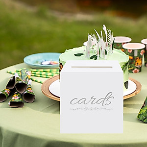 sunepany White Card Box Graduation Card Box Silver Card Box with Slot Card Box for Party Birthday Baby and Bridal Shower Funeral, Wedding Card Boxes for Reception Wedding Envelope Box