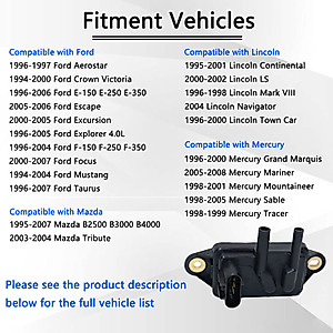 KEJSTED EGR Valve Pressure Feedback Sensor DPFE15 Compatible with 94-10 Ford Expedition Focus Escape F150 Mercury Lincoln Town Car Mazda Truck F77Z9J460AB 1L3Z9J460AA F48E9J460BA VP8T EPS4