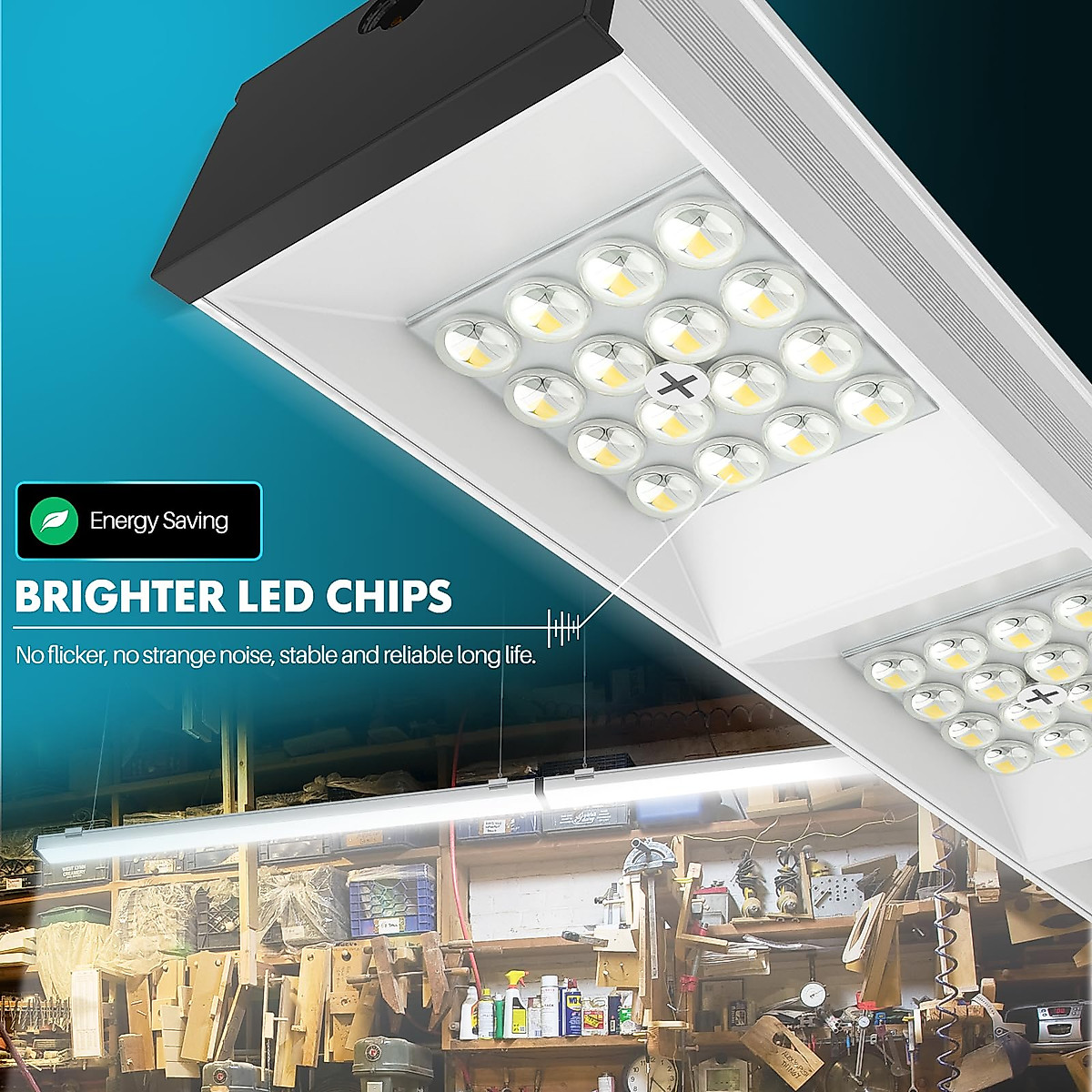 TychoLite 4FT LED Shop Light, 50W, 6000LM, 5000K Daylight, Linkable 4 Foot LED Light Fixture for Garage, 48 Inch Linear LED Light for Workshop, Utility Shop Lights, Suspended & Flush Mount, 4 Pack