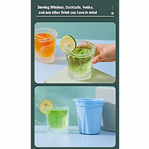 FEIJISQIU Shot Glass Ice Mold Holds 3.5oz Each.Ice Cup Molds are perfect for serving whiskey, cocktails and drink. (2 in 1) Ice Cup Maker,The ice cup thickness 0.5inch.It can take cold continuously.