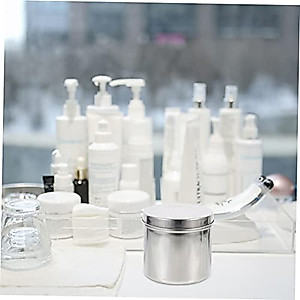 FOMIYES Ointment Jar Metal Stand Makeup Organizer Box Case Containers with Lids Stainless Steel Airtight Canister Cotton Swab Container Cotton Swab Holder Container Cotton Balls Jar Silver