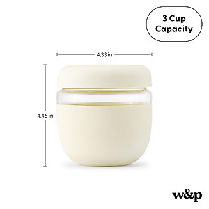 W&P Porter Seal Tight Glass Lunch Bowl Container w/ Lid | Slate 24 Ounces | Leak & Spill Proof, Soup & Stew Food Storage, Meal Prep, Airtight, Microwave and Dishwasher Safe, BPA-Free Glass