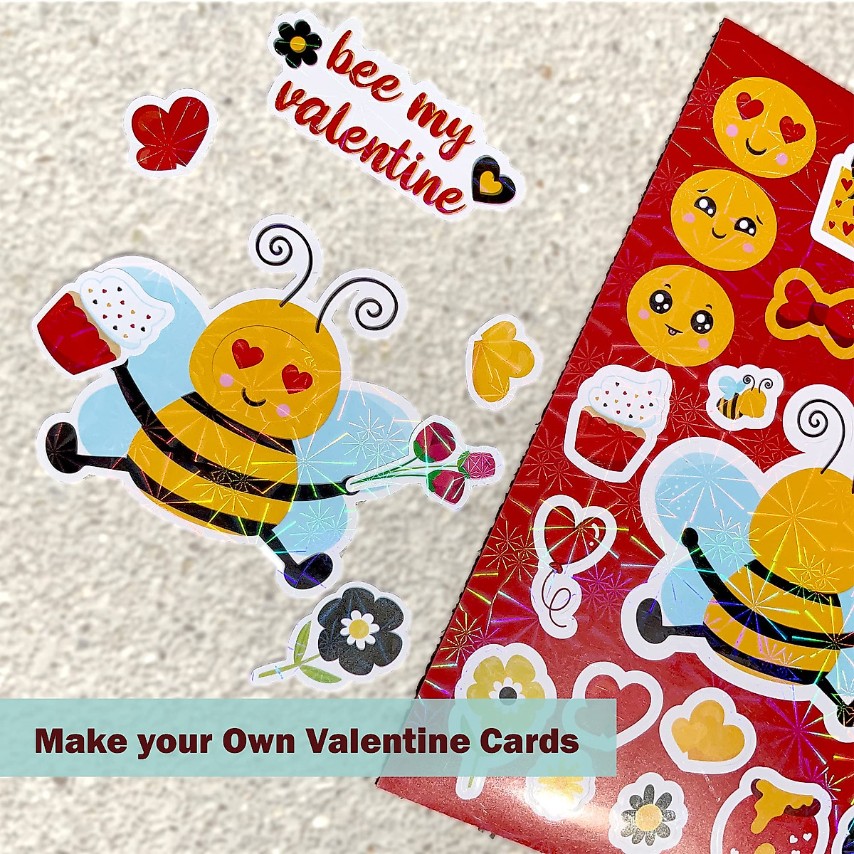 Valentines Day Crafts for Kids Valentine Stickers 36 pcs Sheets, DIY Valentine's Cards, Art Kit for Girls, Boys or Toddler, Perfect for Party Games, School Activities Supplies, Classroom Decoration
