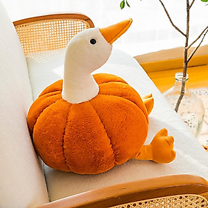 22" Pumpkin Duck Plush Toy, Goose Plush Animal, Stuffed Animal Pillow Soft Toy Cushion - Perfect for Halloween Christmas Birthday Party Decoration Gift (22 inches)