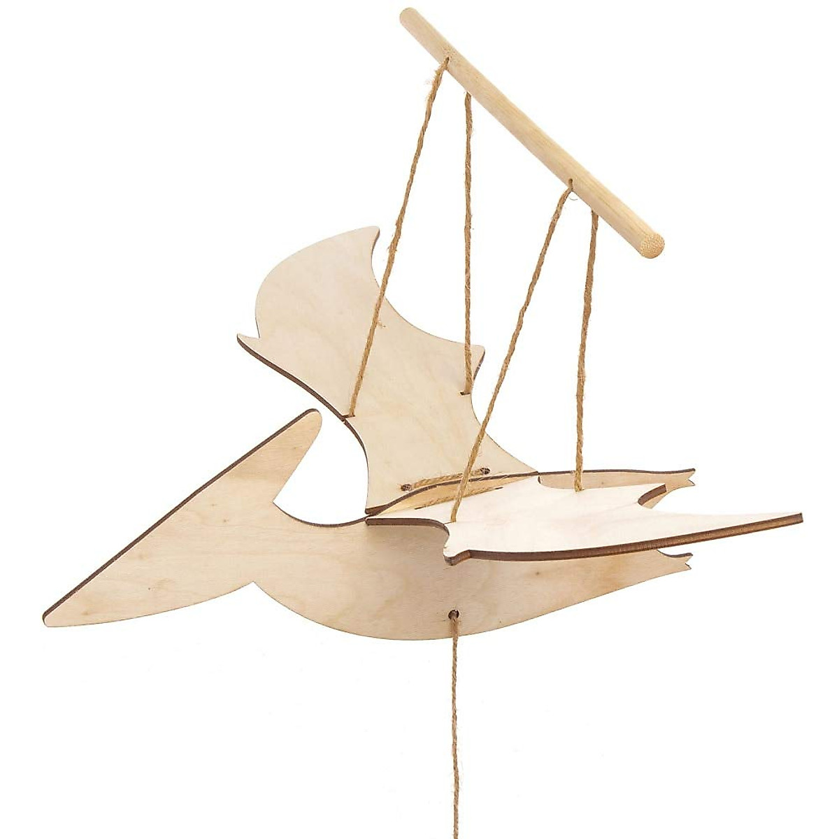 Baker Ross AT670 Dinosaur Wooden Flying Puppet Kits - Pack of 3, Woodcraft for Kids Arts and Crafts Projects