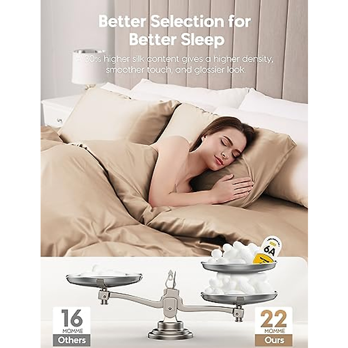 100% Pure Mulberry Silk Pillowcase for Hair & Skin - 22 Momme 6A High-Grade Fibers - Anti-Aging, Anti-Sleep Crease, Cooling Satin Pillowcases with Hidden Zipper, Best Gift Idea (Queen 20x30 Inches)