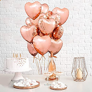 Heart Shaped Foil Balloons for Valentines Day Party Decorations - Pack of 15 -Foil Valentines Day Balloons for Romantic Decorations Special Night (rose gold)
