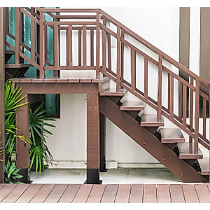 (4 PCS) LADECH 4x4 Wood Fence Post Anchor Base, 2mm Thick Steel and Black Powder Coated,Come with Wood Screws and Concrete Anchors (Black - 4 PCS)