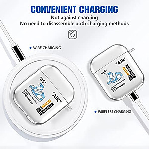 for AirPods 2nd 1st Generation Case,Cool Off Sports Shoes Brand Style Creative Black White Letters and Red Blue Sports Shoes Drawing, Shockproof Cover for Men Boy for AirPods