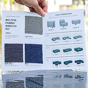 Belffin Polyester Weave Fabric Modular Sectional Sofa Swatch Kit Card,Dark Grey,Light Grey,Blue