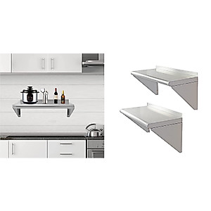 STEELBUS 12''x24'' - 2PACKS Wall Mounted Stainless Steel Shelf NSF Commercial Metal Wall Mount Floating Shelving for Kitchen, Restaurant, Food Truck,Garage,Home&Hotel