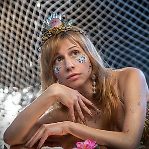 Face Gems 6Sheets Face Jewels Stick On Rhinestones Stickers 30g Chunky Glitter, Gemstones Temporary Tattoo Gifts For Women, Festival Rave Outfit Euphoria Accessories (3Luminous)