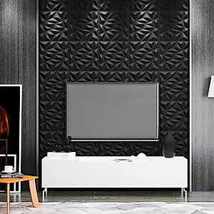 Art3dwallpanels 33 Pack 3D Wall Panel for Interior Wall Décor, PVC Textured Wall Panels, 3D Wallpaper Modern Wall Tiles, Black