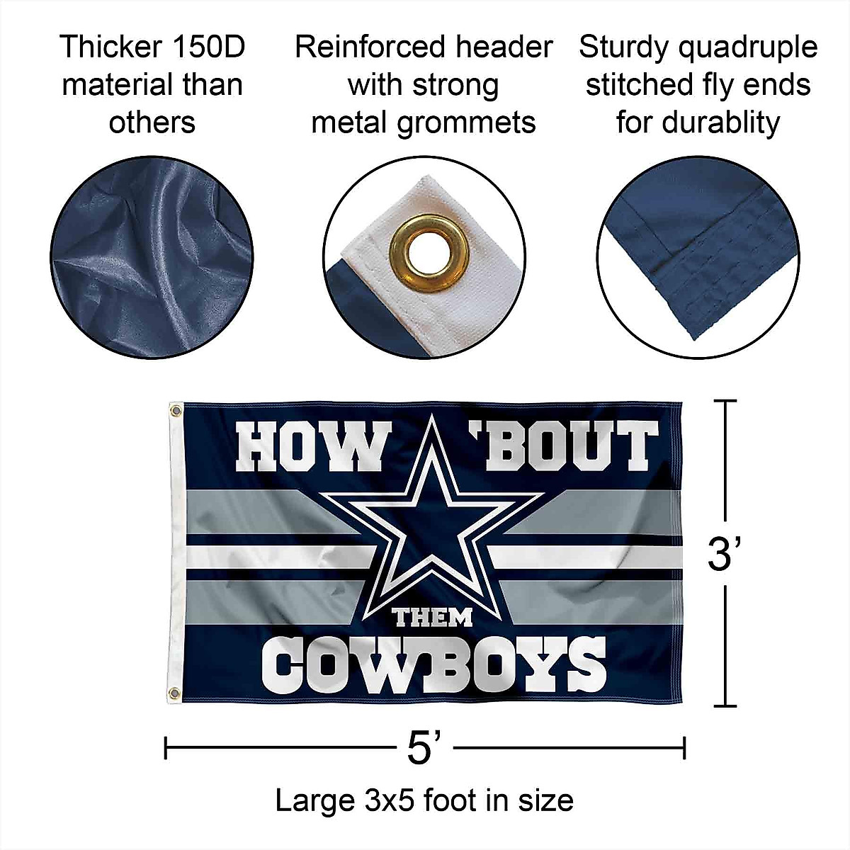 WinCraft Dallas Cowboys How Bout Them Cowboys Flag Outdoor Indoor 3x5 Foot Banner
