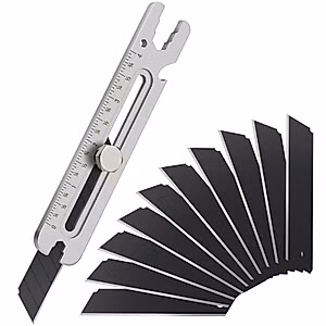 Tomorotec 4-In-1 Multifunctional Utility Knife, Stainless Steel Box Cutter Retractable w/ 10 SK5 Replacement Blades, Mutipurpose for Knife, Ruler, Bottle Opener, Wrench, Heavy-Duty for Office Home Use