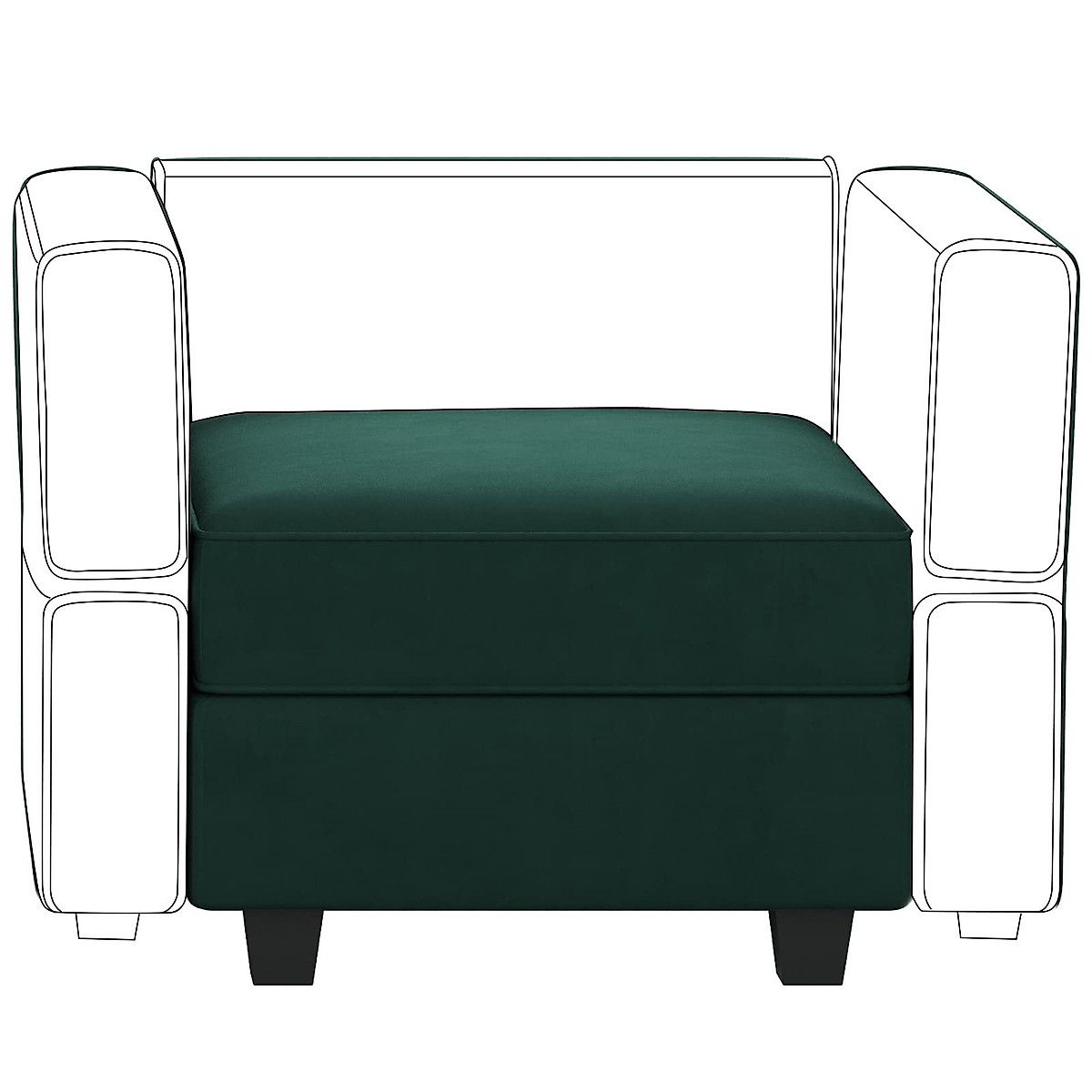 Belffin Storage Ottoman Module for Modular Sectional Sofa Square Seat Cube Velvet Foot Stool Green