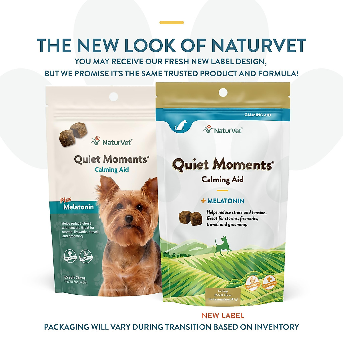 NaturVet Quiet Moments Calming Aid Dog Supplement – Helps Promote Relaxation, Reduce Stress, Storm Anxiety, Motion Sickness for Dogs – Tasty Pet Soft Chews with Melatonin – 65 Ct.