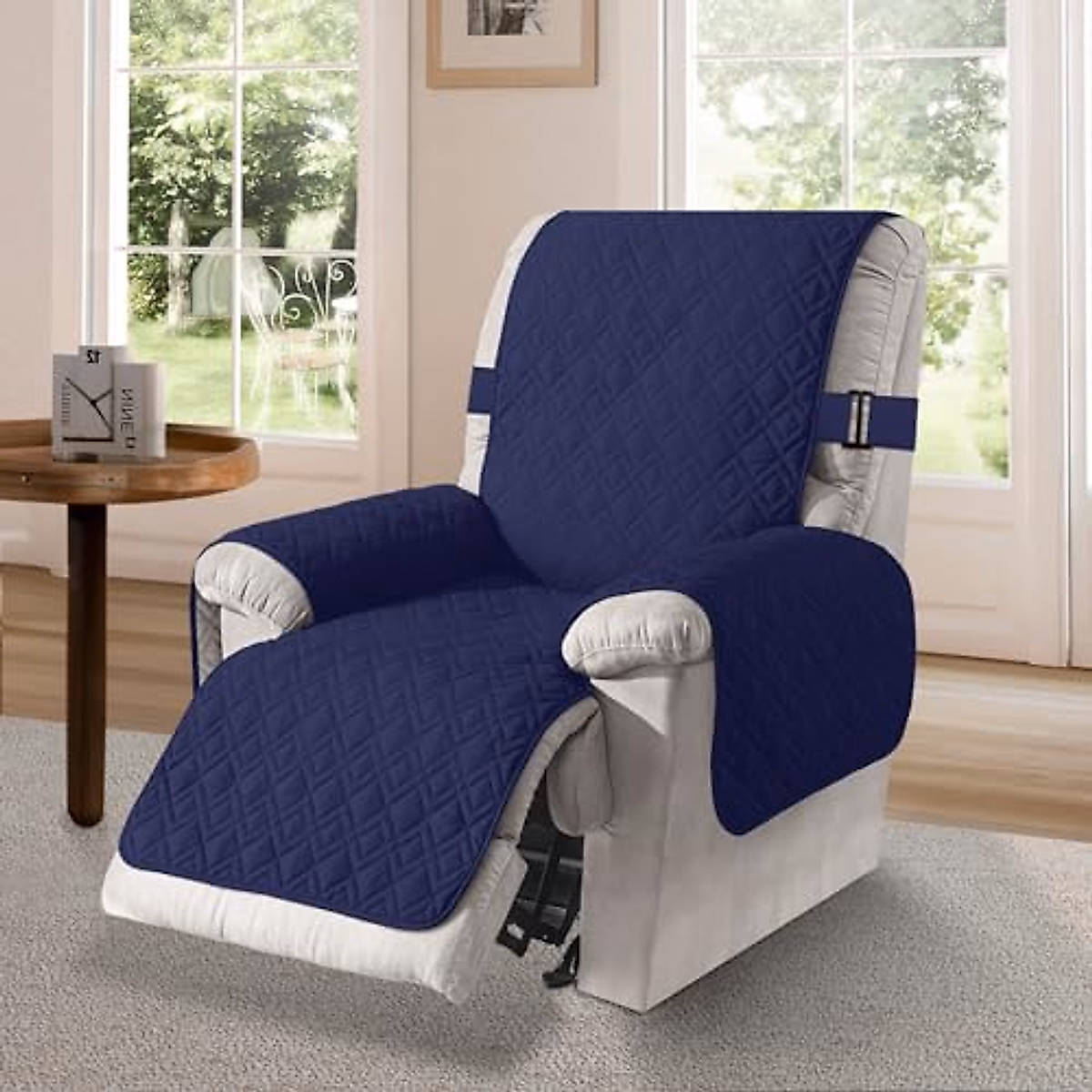 ROSE HOME FASHION Anti-Slip Oversized Recliner Cover for Leather Sofa&Oversized Recliner Covers, Slipcovers for Recliner, Recliner Chair Covers, Double Diamond (Recliner-Oversized:Navy)