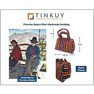 TINKUY PERU Woven Purse, Multicolored Rainbow Handmade Purse, Peruvian Boho Chic Bag Small Handbags For Women, (Red)