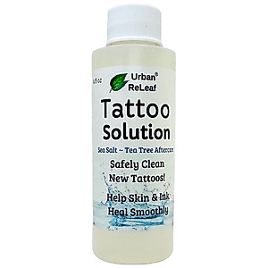 Urban ReLeaf Tattoo Solution ! Natural Sea Salt Aftercare. Safely Clean New Tattoos. Help Skin & Ink Heal Smoothly. Made Fresh in USA. 100% Natural. Reduce ink loss.