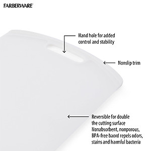 Farberware Nonslip Cutting Board, 11x14 Inch, Translucent White