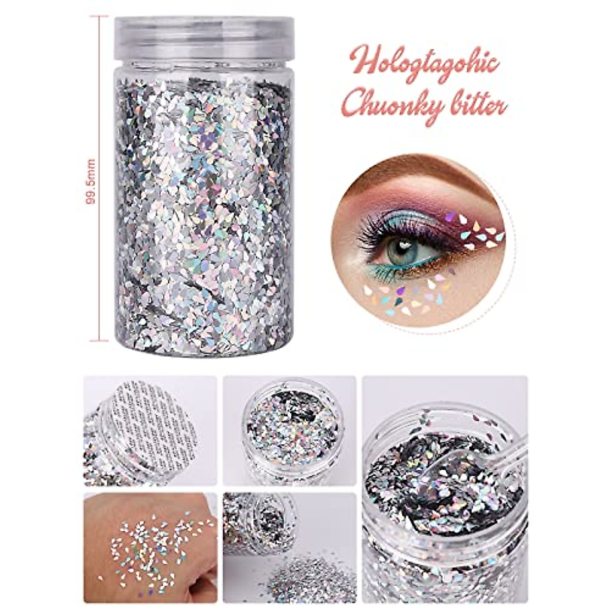 EBANKU Chunky Glitter, Water Droplets Confetti Sequin Glitters Resin Sparkle Chunky Sequins for Make Up, Body, Face, Slime, Resin Craft, Tumblers, Party Decor （3.5 Oz 100g）