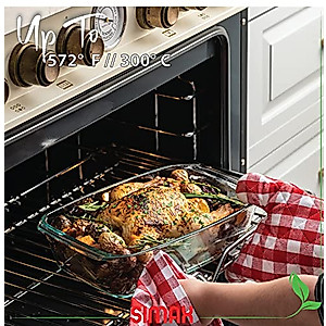 Simax Large Glass Casserole Dish, Oven Safe Cookware With Lid, Oblong Covered Glass Dish For Baking, Serving, Cooking, Microwave and Dishwasher Safe Bakeware, 3 Quart Capacity