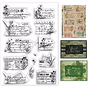 GLOBLELAND Vintage Floral Calendar Clear Stamps - Retro Flowers Rubber Clear Stamps for Card Making Scrapbooking Decor