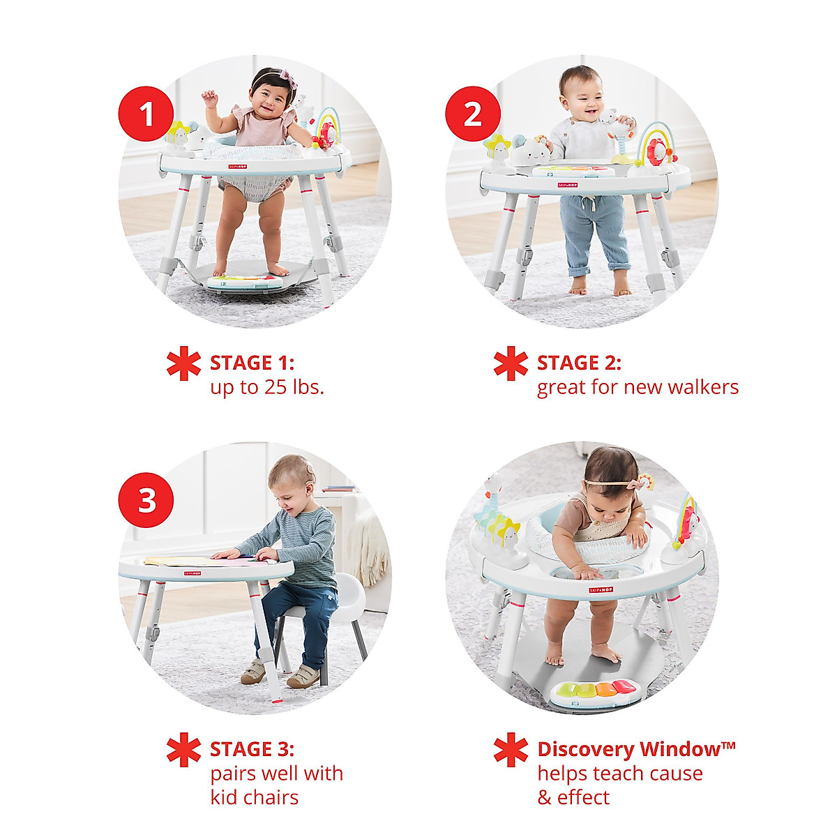 Skip Hop Baby 3-in-1 Grow with Me Set with Activity Center & Toddler Chairs, Silver Lining Cloud