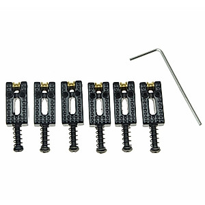 KAISH Pack of 6 Modern Electric Guitar Tremolo Bridge Roller Saddles for Strat or Tele Guitars Black
