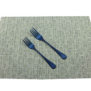 Uniturcky Durable Silverware Flatware Cutlery Set, Food Safe Grade Stainless Steel Utensils 24-Piece Service for 4,Include Knife/Fork/Spoon/Metal Straws/Cleaning Brus, Dishwasher Safe (Matte Blue)