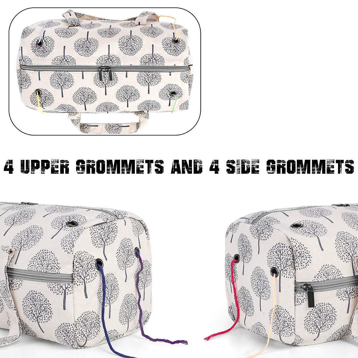 Luxja Knitting Bag, Yarn Bag for Yarn Skeins, Crochet Hooks, Knitting Needles (up to 14 Inches) and Other Accessories, Tree