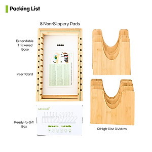 Pots and Pans Organizer under Cabinet, Bamboo Expandable Bakeware and Cutting Board Organizers, Adjustable Pot Lids Holder Rack, Cookie Sheet Baking Pan, Tray Organizer for Kitchen Storage (Natural)