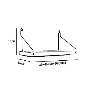 PIBM Stylish Simplicity Shelf Wall Mounted Floating Rack Shelves Metal Bracket Solid Wood Simple Background Wall Smooth Durable Save Space,3 Colors,5 Sizes, White , 30x15x15cm