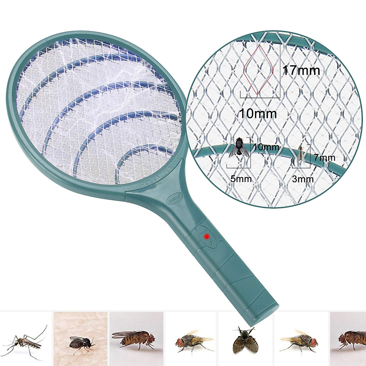 Electric Fly Swatter Bug Zapper Racket, 3000V Mosquito Fly Gnat Zapper Pest Control for Home Outdoor Indoor
