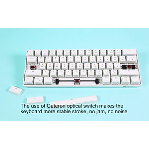 GK GAMAKAY MK61 RGB Pudding Keyboard, 61 Keys Gateron Optical Switch PBT Pudding Keycaps, Hot Swappable Backlit Ultra-Compact Wired Gaming Keyboard for Windows Mac PC Gamers (Brown Switch, White)