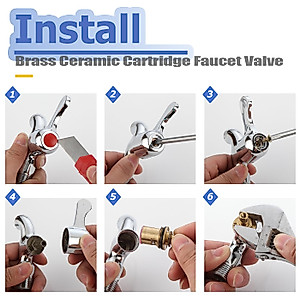 Mesee 1 Pair Faucet Cartridges Replacement, Brass Ceramic Disc Stem Cartridge Faucet Valve 1/2" Turn Tap Cartridge Valves for Bathroom Garden Kitchen Taps