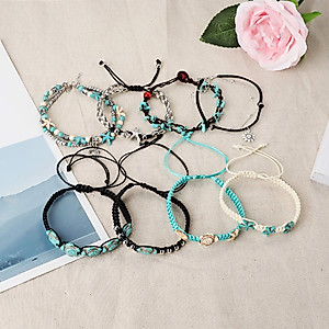 Finrezio 8PCS Anklets for Women Adjustable Boho Turtle Starfish Beac Ankle Bracelets Foot Jewelry Set Handmade