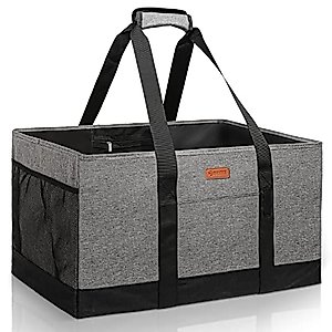 Reusable Grocery Bags Extra Large Tote Bag with Carrying Handles and Reinforced Bottom Heavy-Duty Oxford Fabric Moving Bags for Storage Space Saving Grey