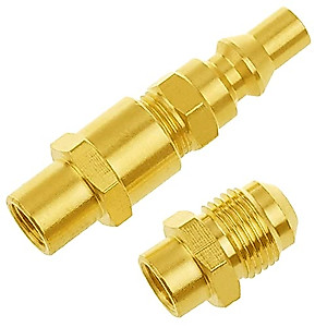 Joywayus Brass 1/8" NPT Female x 1/4" Propane Quick Connect Disconnect Conversion Plug Kit & 1/8" NPT Female x 3/8" Flare Male Adapter Fitting