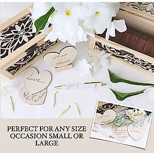 Alternative Guest Book Box - Wedding Guest book Alternative - 62 Large Wooden Hearts - Also for Baby Shower, Bridal Shower, Anniversary, Birthday, Retirement, Funeral Guest Book Alternatives, Pattern