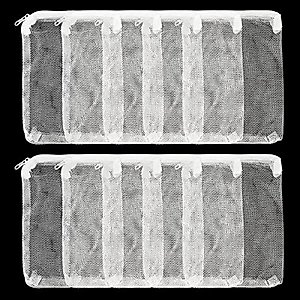 10 Pieces Aquarium Filter Media Bags with Zipper Fine Mesh Bag for Filter Fish Tank Mesh Net Filter Bags for Activated Carbon Ceramic Rings Reusable Media Filter Bag for Fresh Saltwater Tanks (White)