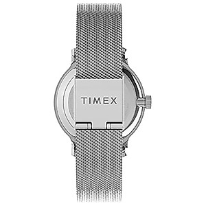 Timex Women's Transcend 31mm Watch – Silver-Tone Case Silver-Tone Dial with Multicolored Stones & Stainless Steel Mesh Bracelet